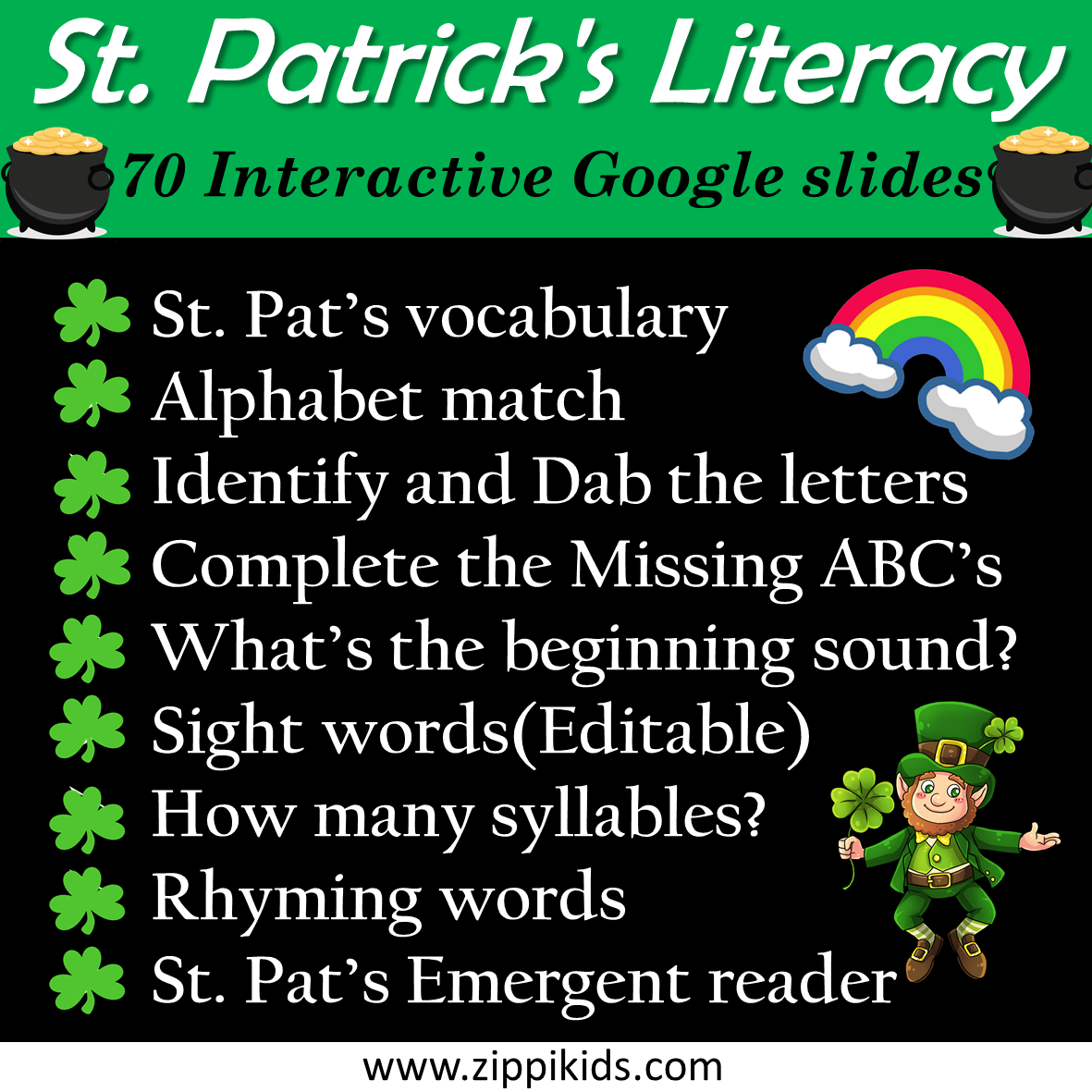 St Patrick's Day Literacy pack - 70 Google slides | Distance learning ...