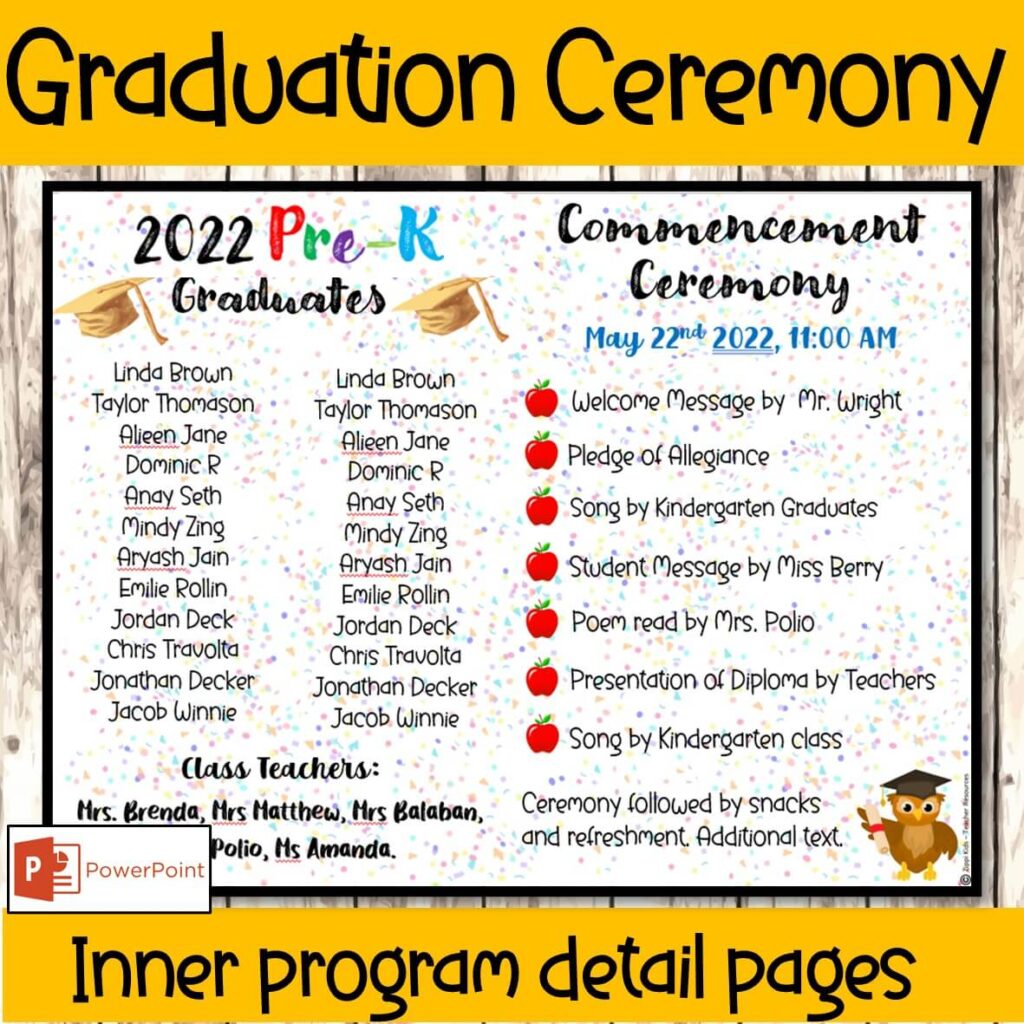 EDITABLE Pre-K Graduation Ceremony Program Template, for All Grades ...