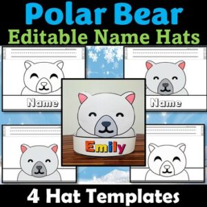 Arctic Animals Name Hats/Crown BUNDLE- Winter Activities - Zippi Kids