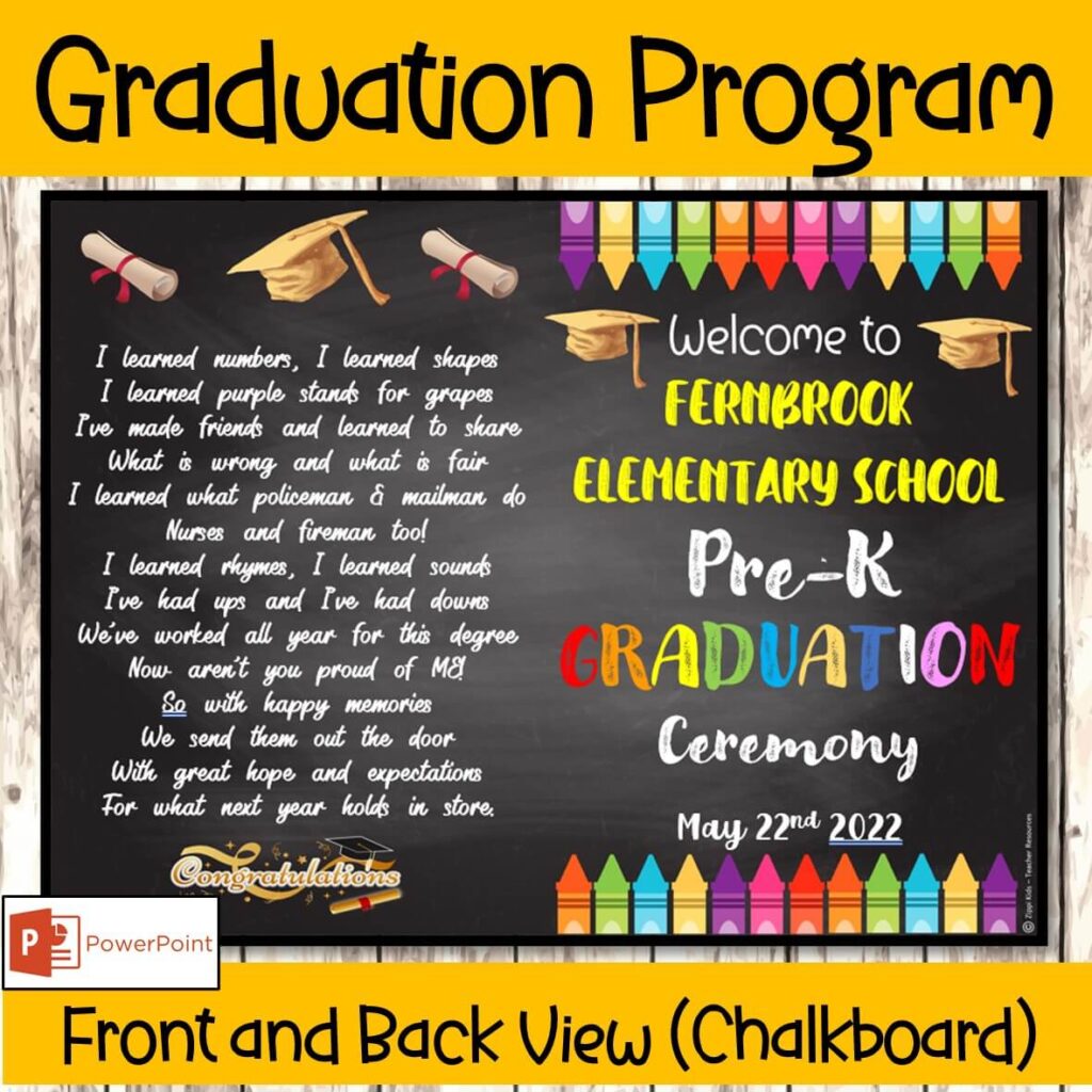 EDITABLE Pre-K Graduation Ceremony Program Template, for All Grades ...