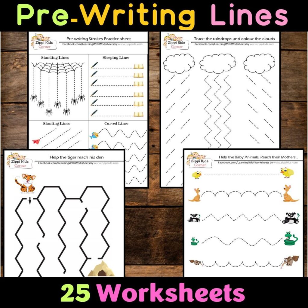 Pre-Writing Lines Worksheets Bundle - Zippi Kids