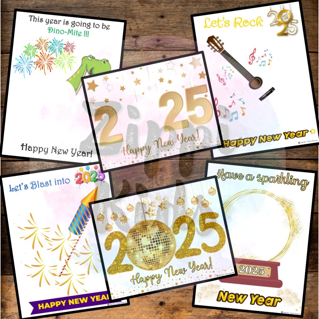 New Years 2025 Handprint Craft Bundle, Preschool Keepsake Art - Zippi Kids