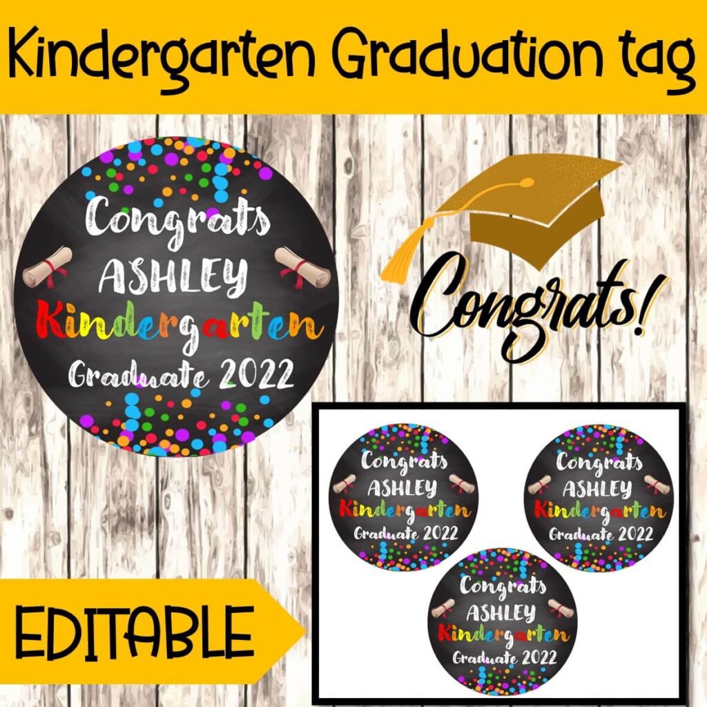 EDITABLE Kindergarten Graduation Gift Tags, Congrats Kindergarten ...