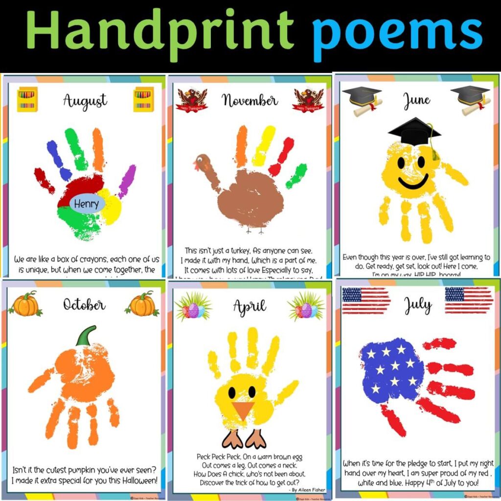 My Handprint Memory Book with Poems, Year-long Memory Book - Zippi Kids