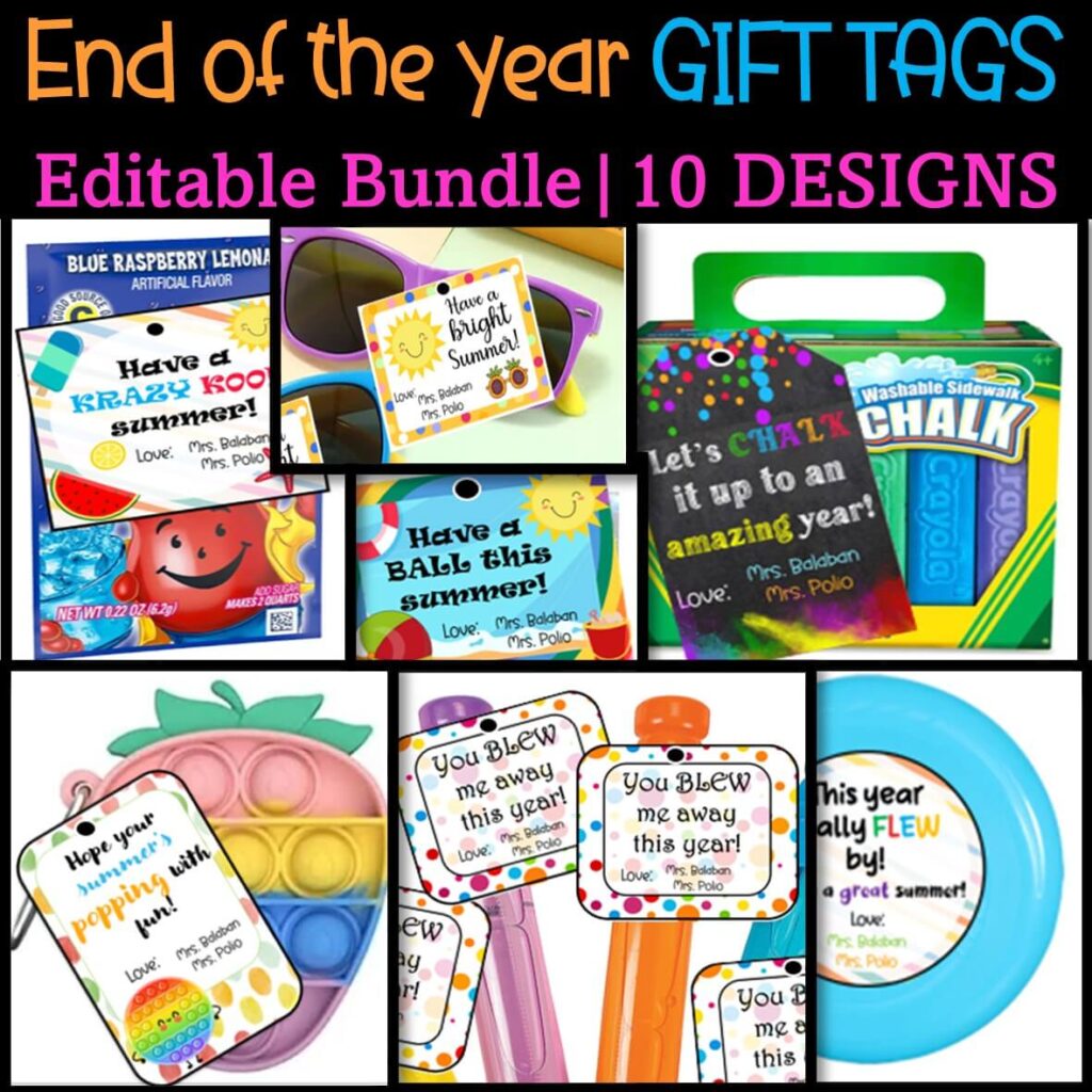 End of the Year Gift Tags BUNDLE, 10 EDITABLE Designs| Summer Gift tags ...