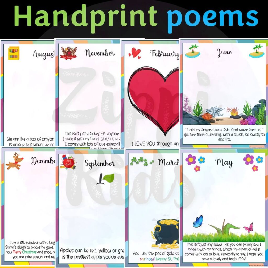 My Handprint Memory Book with Poems, Year-long Memory Book - Zippi Kids