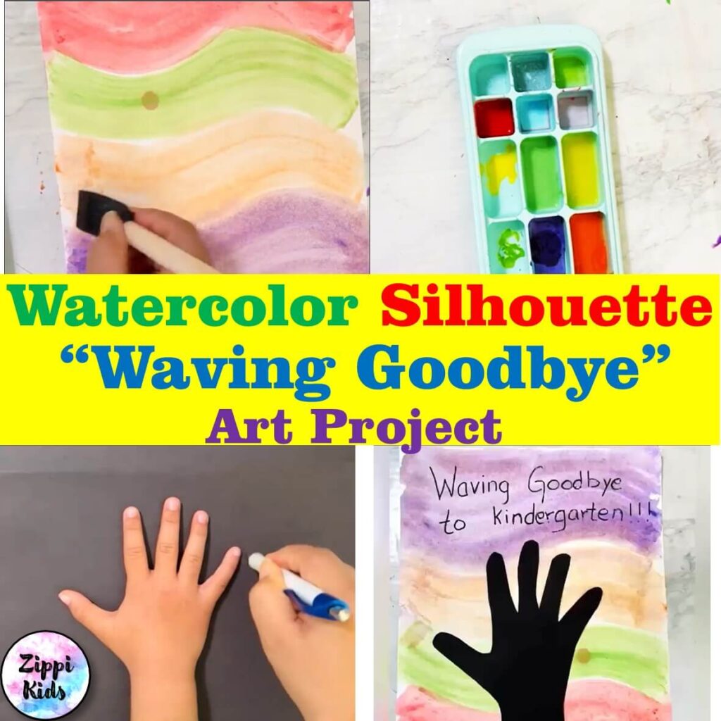 Watercolor Silhouette Waving Goodbye Art Project Kindergarten - Zippi Kids