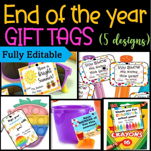 End of the Year Gift Tags BUNDLE, 10 EDITABLE Designs| Summer Gift tags ...