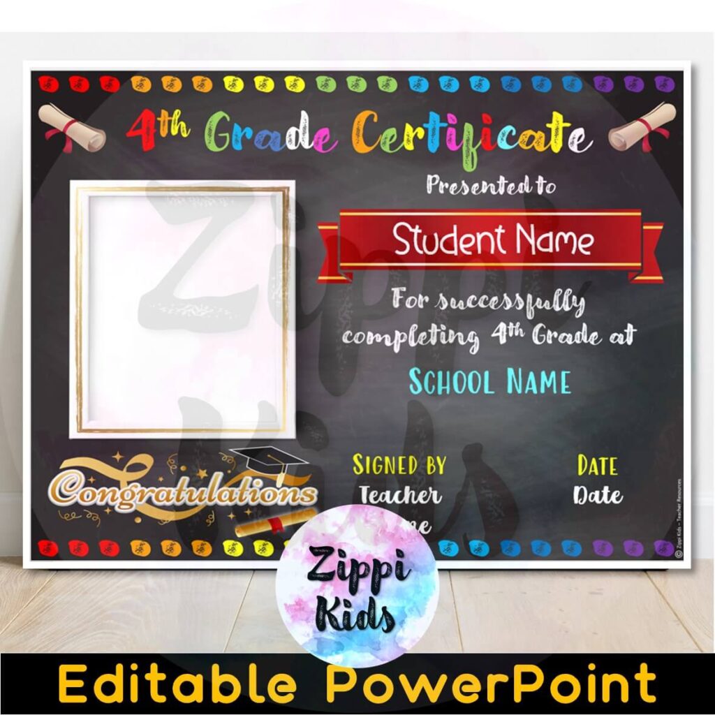 EDITABLE 4th Grade Certificate/Diploma, Chalkboard - Graduation ...