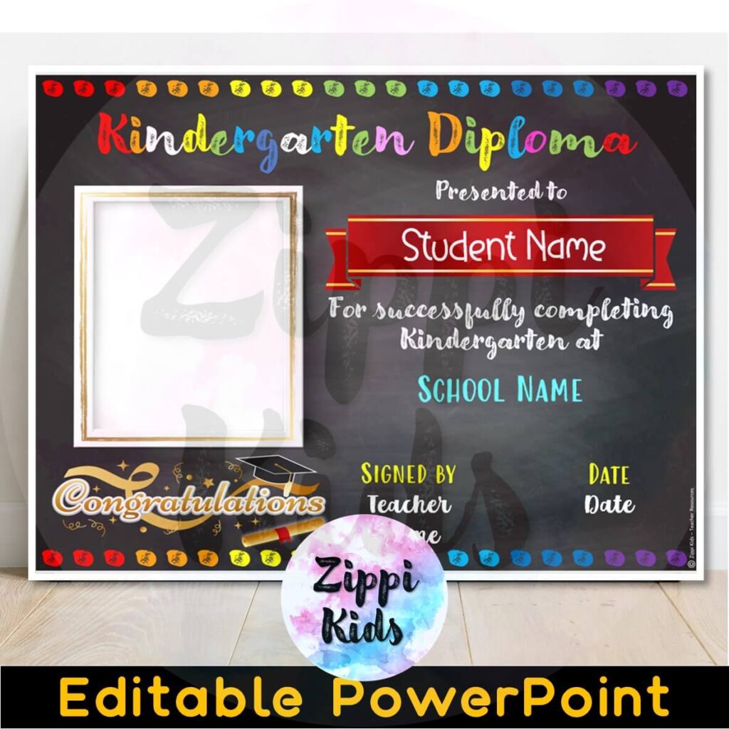 EDITABLE Kindergarten Certificate/Diploma, Chalkboard - Graduation ...