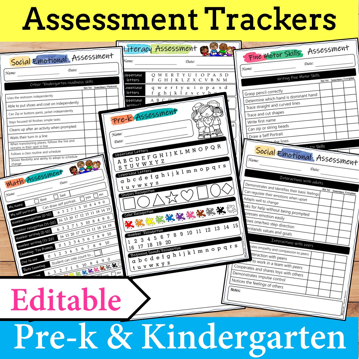 End of Year Pre-K Assessment Trackers & Binder