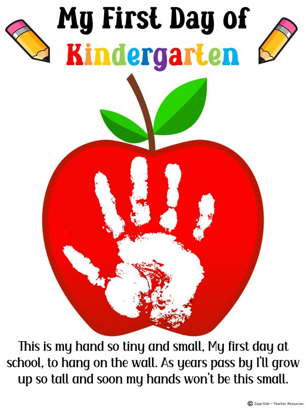 First day of School Handprint poem Keepsake for PreK through 2nd Grade ...