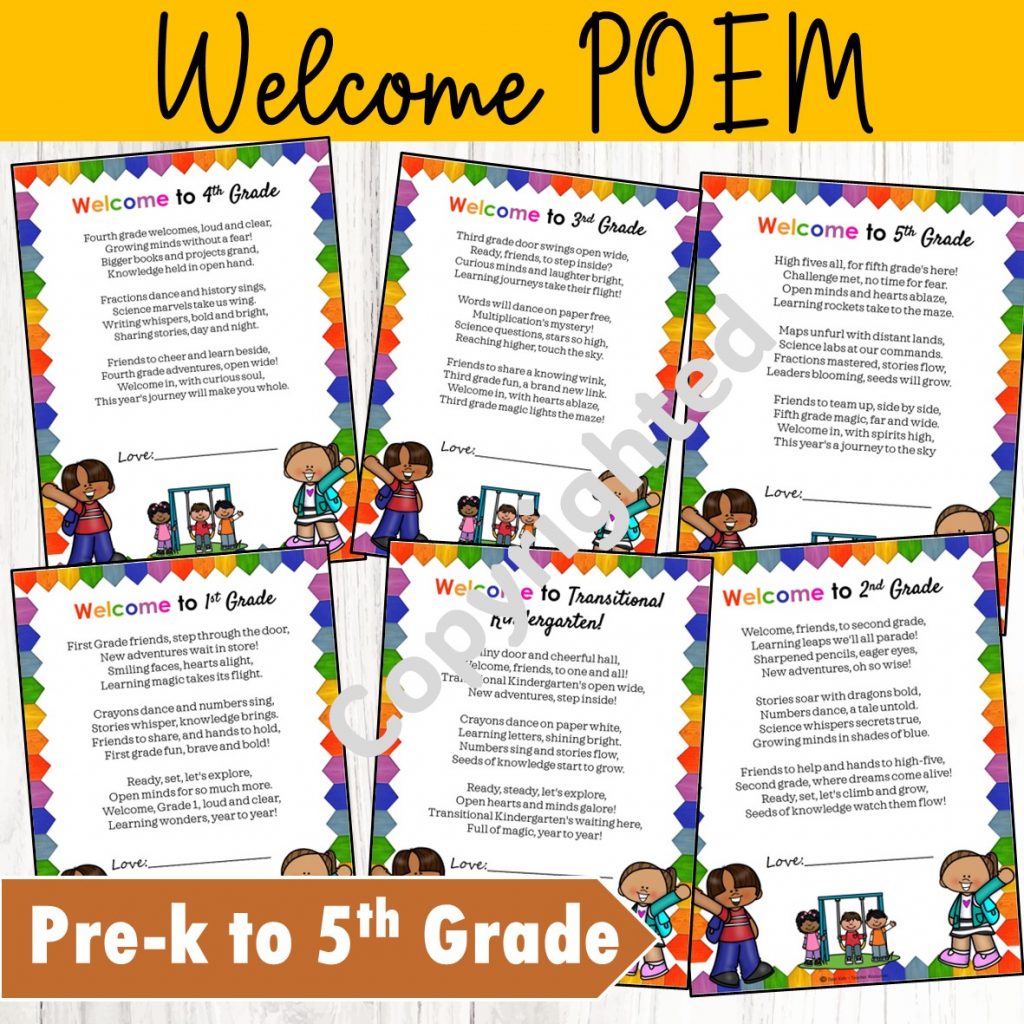 Welcome Back to school Poem, Welcome letter Pre-k through Grade 5th ...