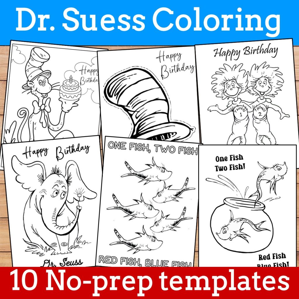 Dr. Seuss Coloring Pages for Read Across America Week - Zippi Kids