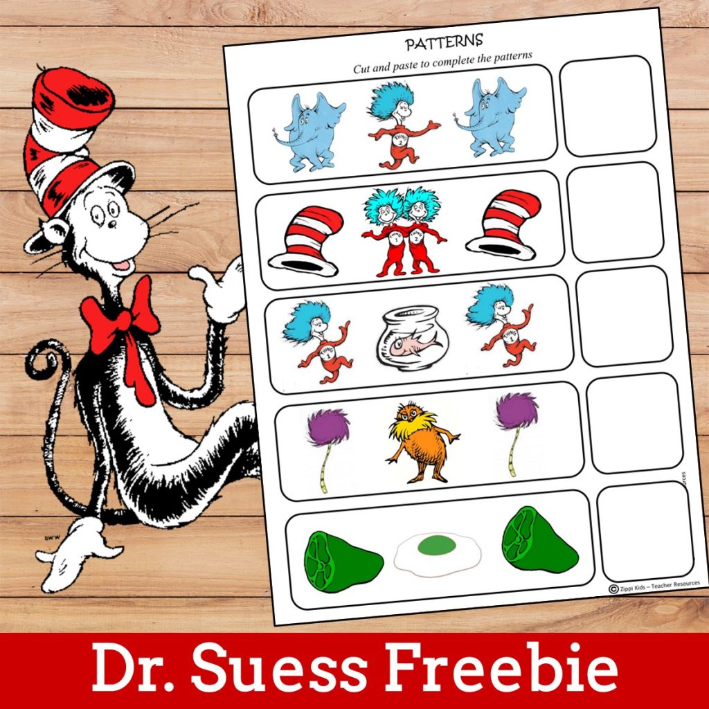 Dr. Seuss Free Printable Pattern activity for Read across America week ...