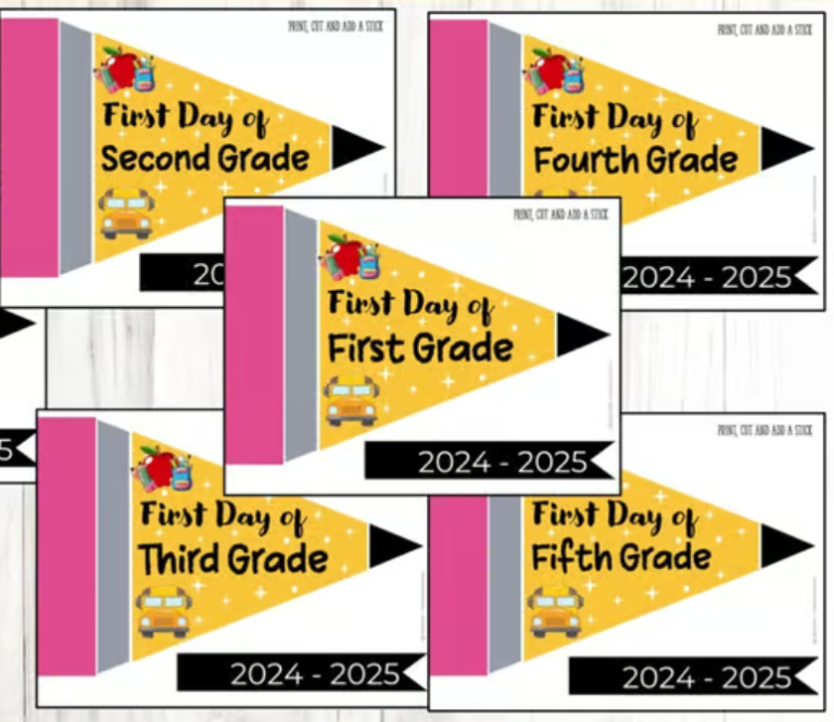 First Day School Pennant Flags, Back to School flags Pre-k through 5th ...