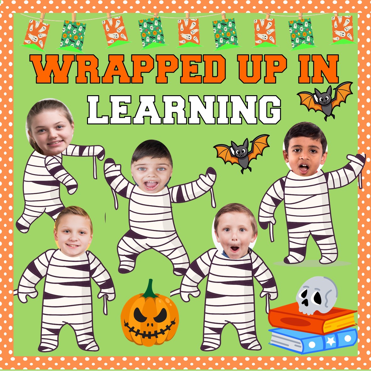 Halloween Bulletin Board/ door decor ideas, Ghost, Mummy, Candy corn ...