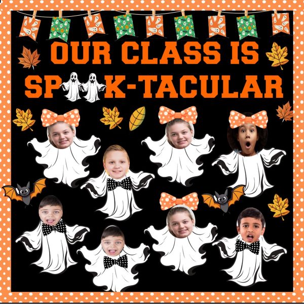 Halloween Bulletin Board/ door decor ideas, Ghost, Mummy, Candy corn ...