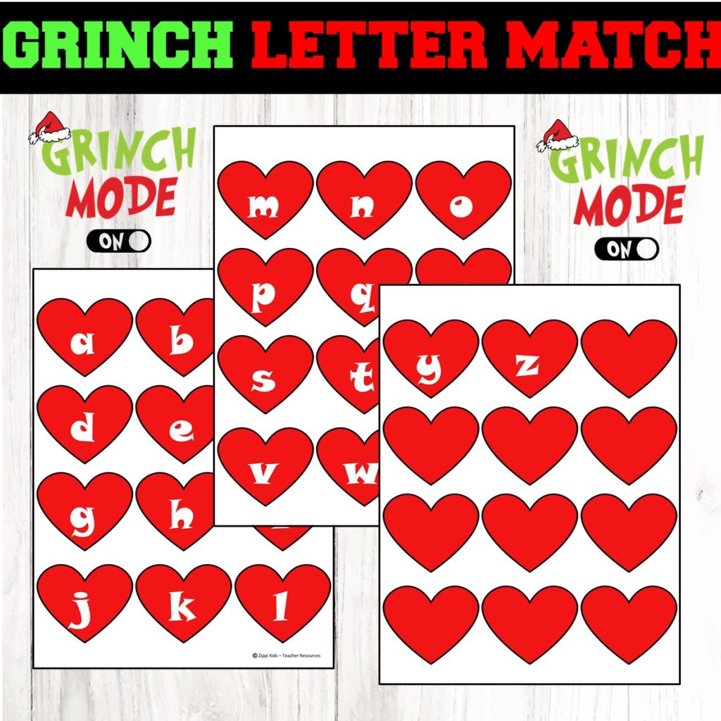 Grinch Alphabet Letter Match Printable for kids - Zippi Kids