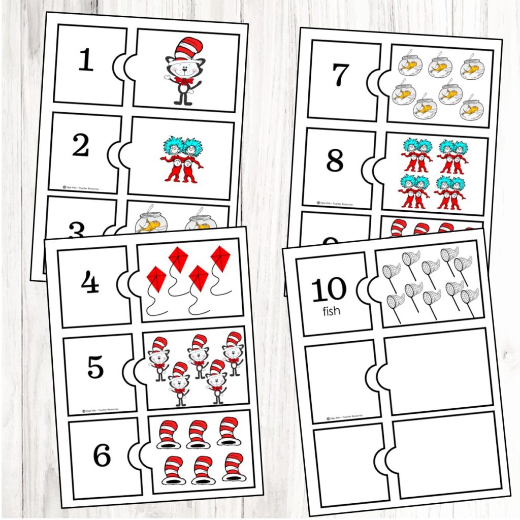 Dr. Seuss Measuring Math Activity for Read across America week - Zippi Kids