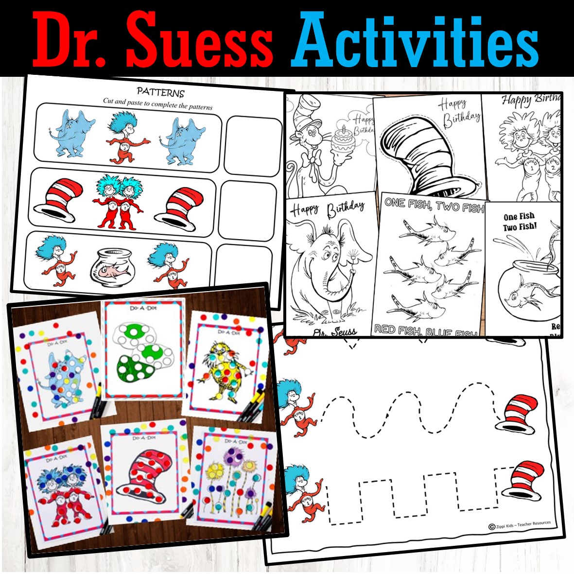 Dr. Seuss No prep Pre-k Activities for Read Across America Week - Zippi ...
