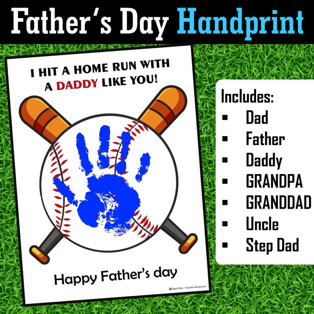 Father's Day Baseball Handprint Keepsake Craft for Sports lover DAD ...