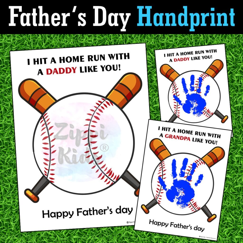 Father's Day Baseball Handprint Keepsake Craft for Sports lover DAD ...