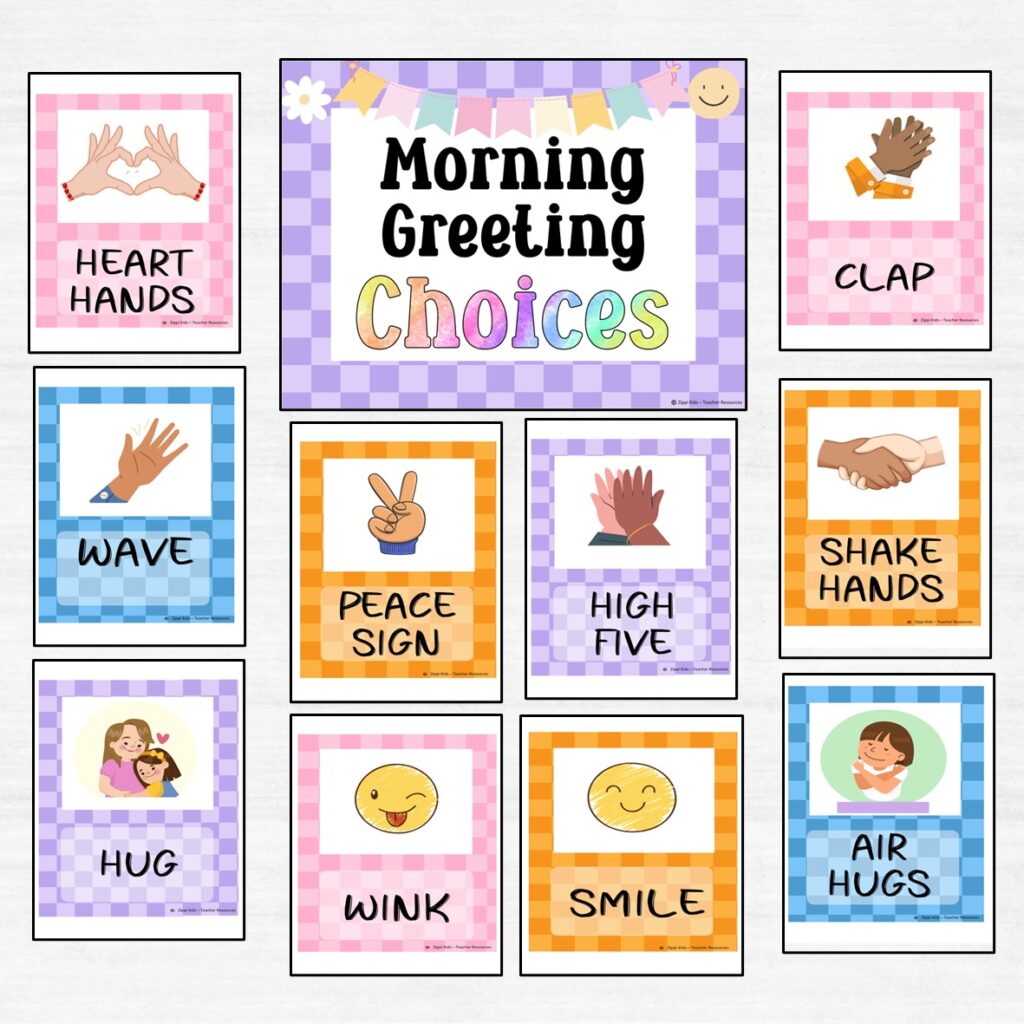 Pastel theme Morning Greeting Choices - Classroom Greeting Posters ...