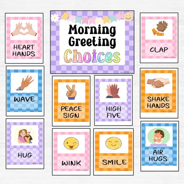 Pastel theme Morning Greeting Choices - Classroom Greeting Posters ...